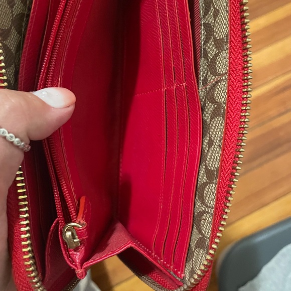 Coach | Bags | Coach Cherry Red Leather Zip Wallet | Poshmark